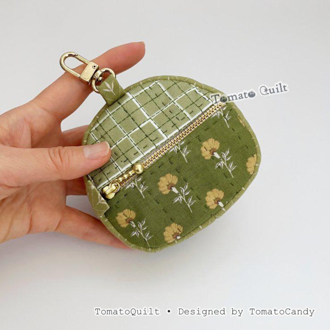 No.275 Round Quilted Coin Pouch With Key Clip, PDF Pattern Only, Hand ...