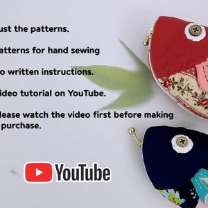 No.036 Fish Coin Purse, PDF Pattern Only, Hand Sewing, Youtube Tutorial ...