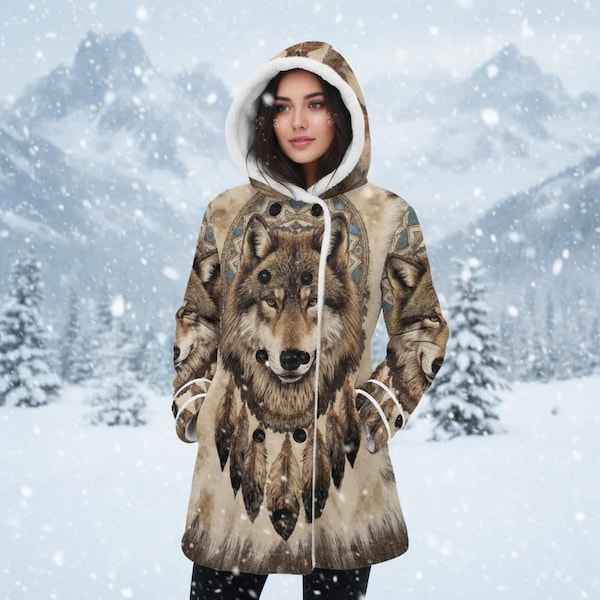 Wolf Fleece Jacket - Etsy UK