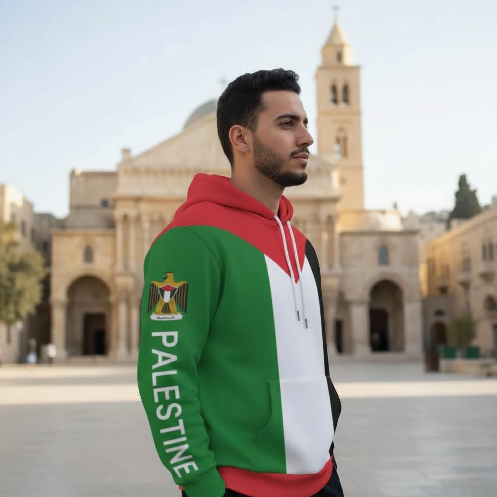 State of Palestine Flag & Coat of Arms Peace Palestinian Men's Pullover ...