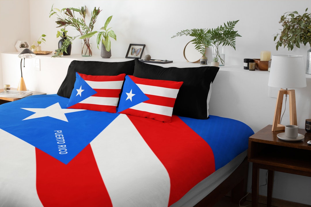 Puerto Rico National Flag Duvet Cover & 2 Matching Pillow Cases Bed Set ...