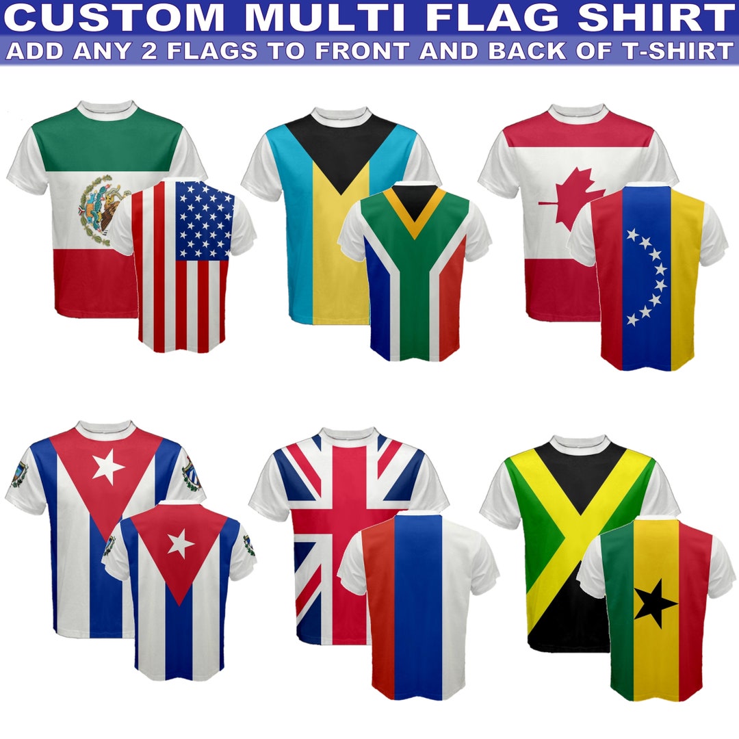 Add Any 2 Flag to Multi National Country Flag Dual Citizen T-shirt - Etsy
