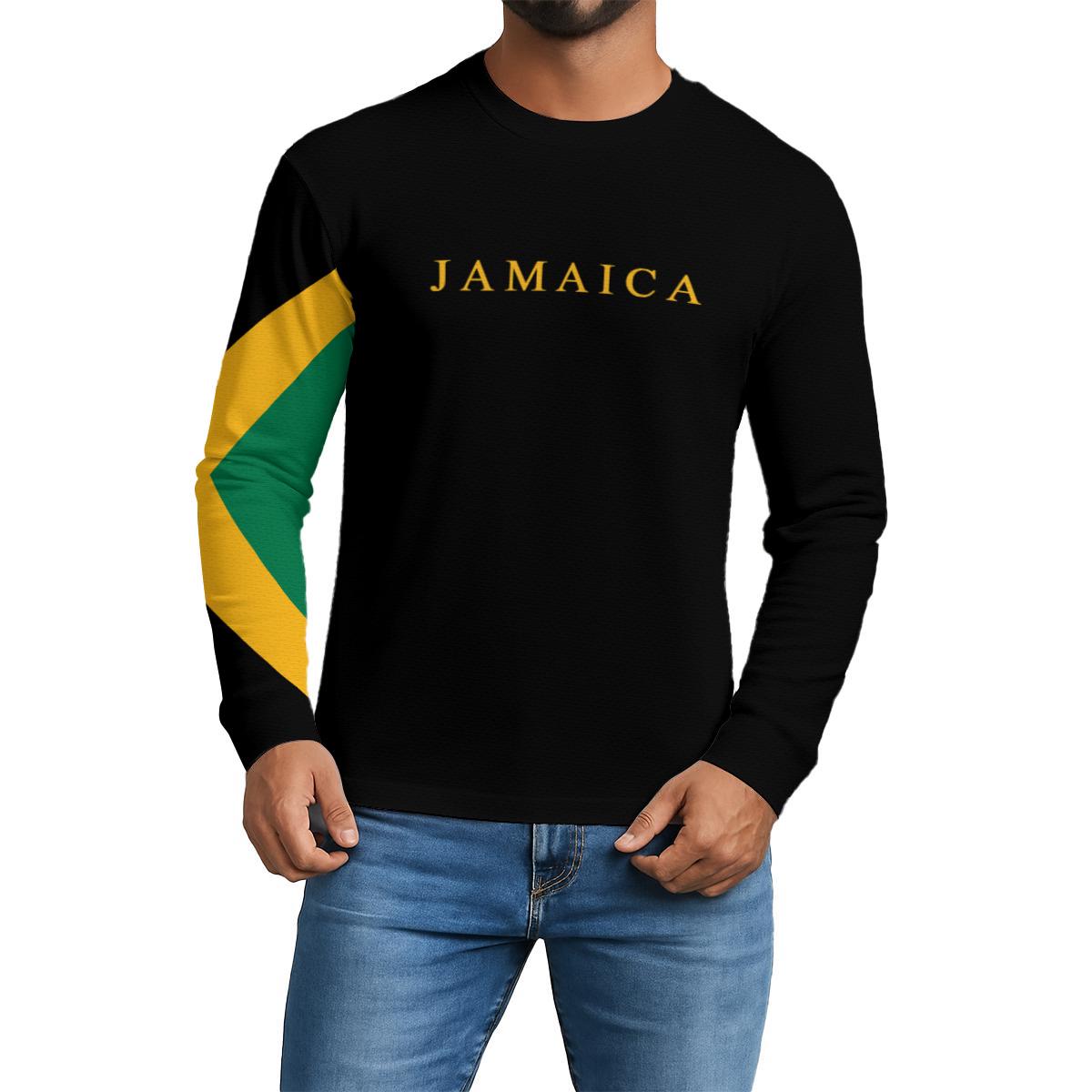 Jamaica Flag Sleeve Jamaican Colours Men's Long Sleeve Black T-shirt - Etsy