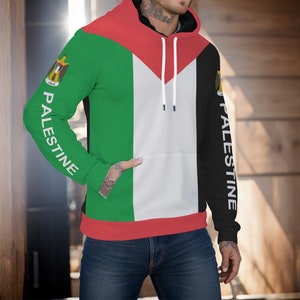State of Palestine Flag & Coat of Arms Men's Pullover Hoodie - Etsy