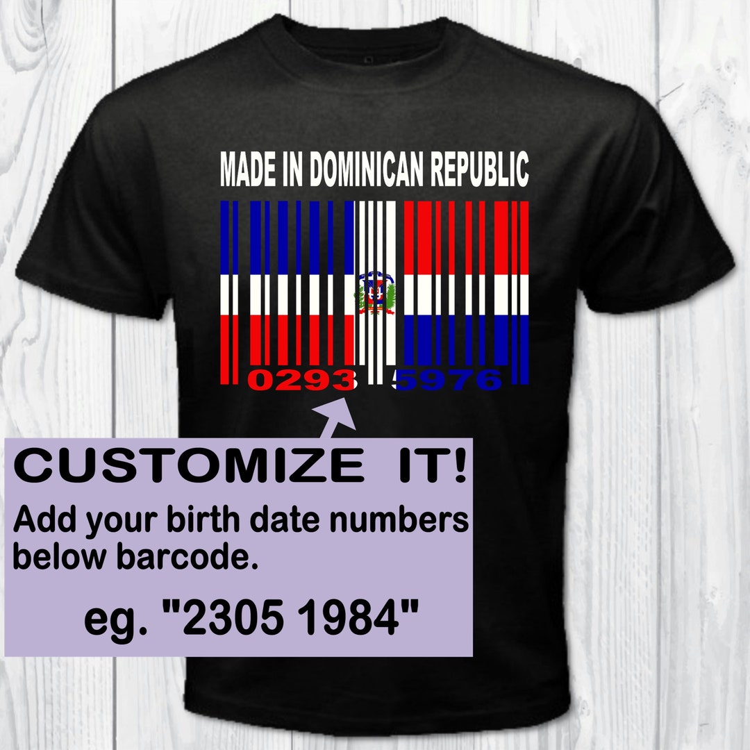 Made in Dominican Republic Barcode Flag Personalized T-shirt - Etsy