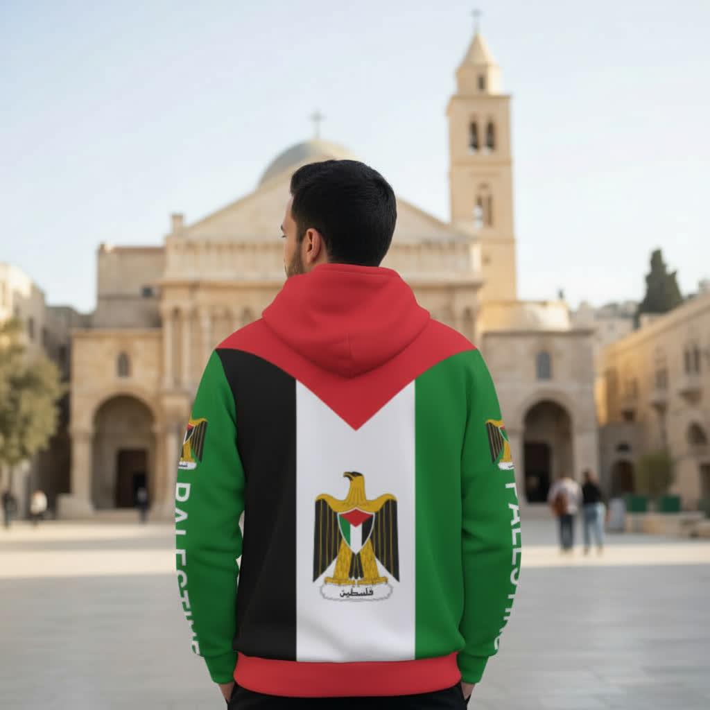 State of Palestine Flag & Coat of Arms Peace Palestinian Men's Pullover ...