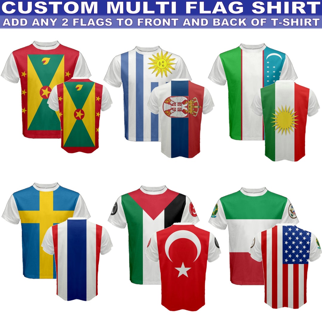 Multi Flag Coat of Arms Personalized Custom 2 National Emblem Country ...