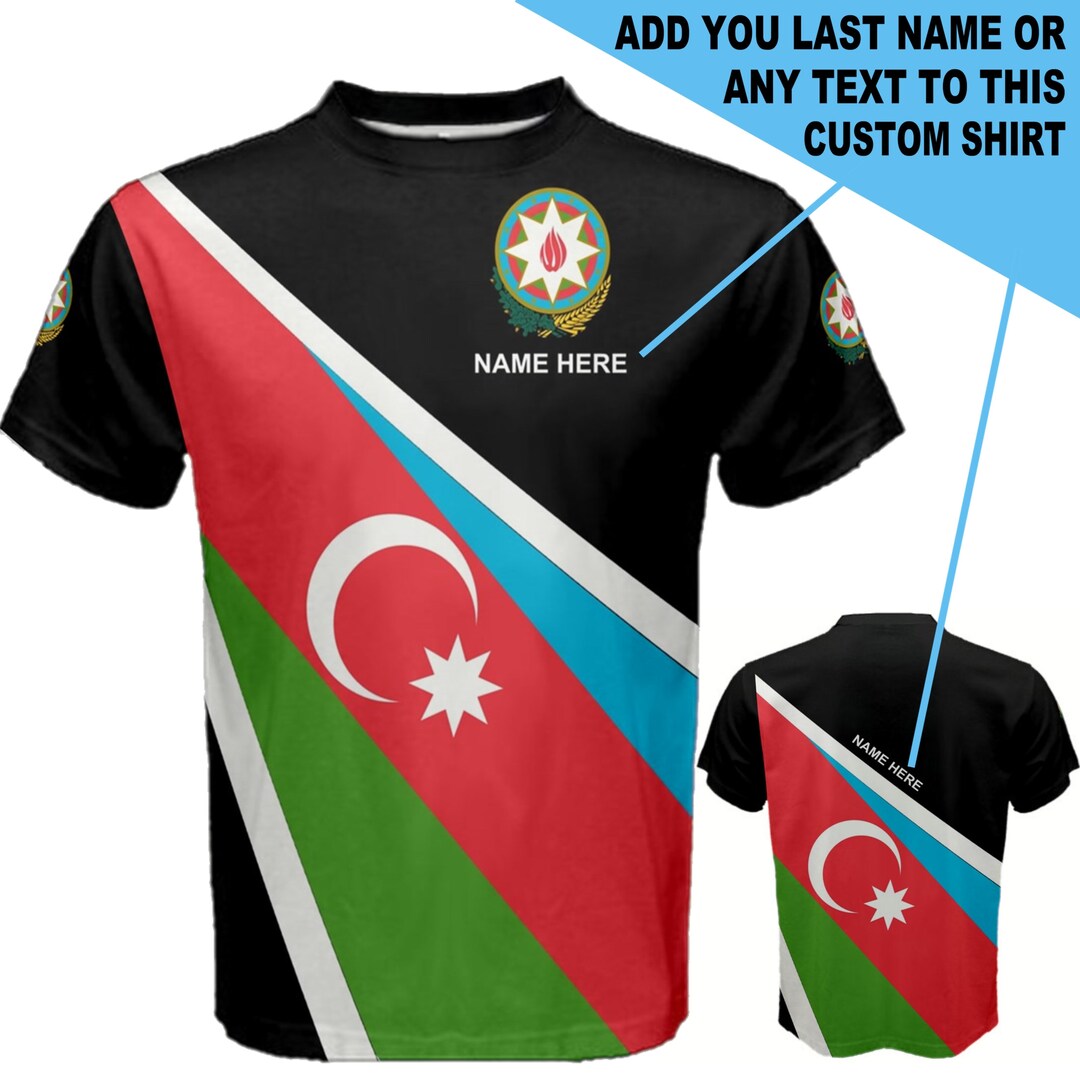 Custom Name Azerbaijan Flag Coat of Arms T-shirt - Etsy