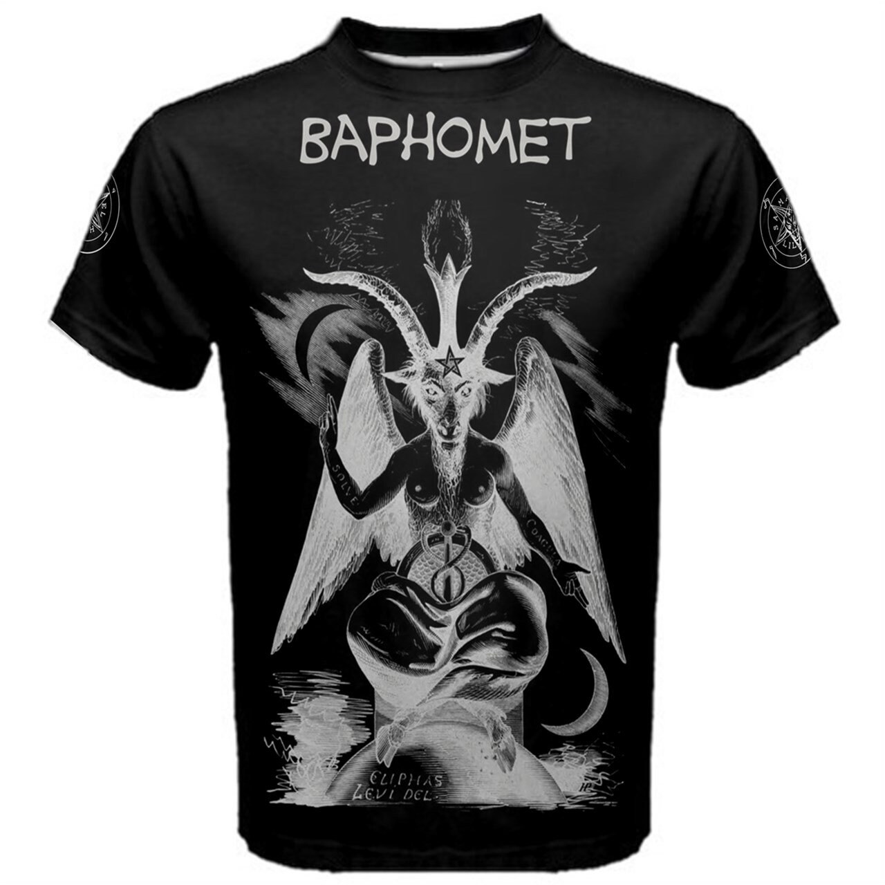 Baphomet Sabbatical Goat Pentagram Sleeves Black T-shirt | Etsy