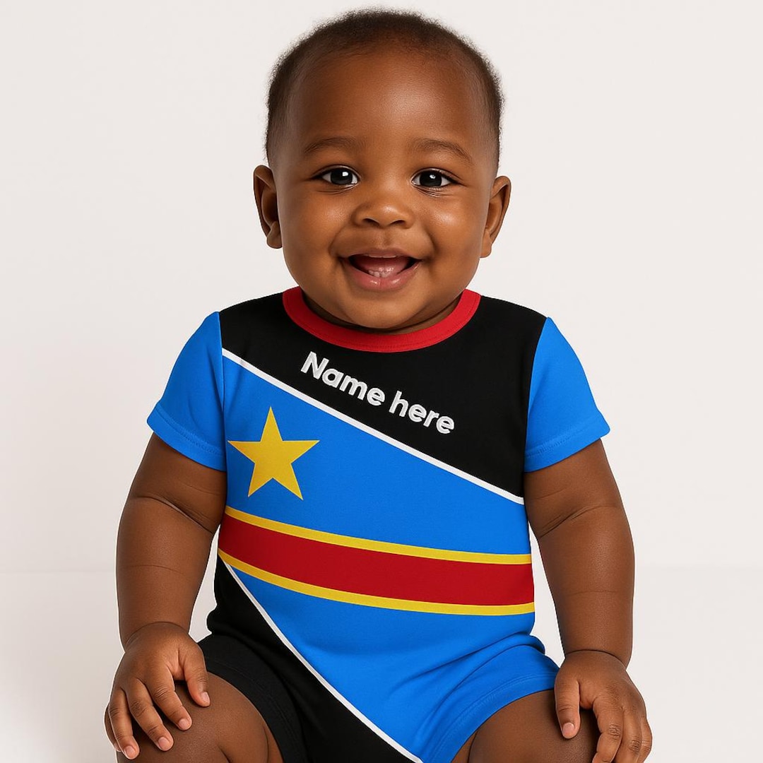Personalized Baby Name Congo Flag Short Sleeve Newborn Bodysuit Romper ...
