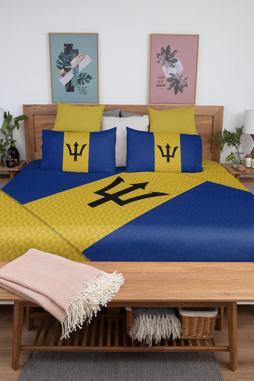 Barbados National Flag Duvet Cover & 2 Matching Pillow Cases Bed Set - Etsy