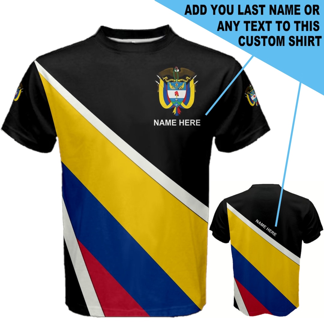 Custom Name Colombia Flag Coat of Arms Men's or Kids T-shirt - Etsy