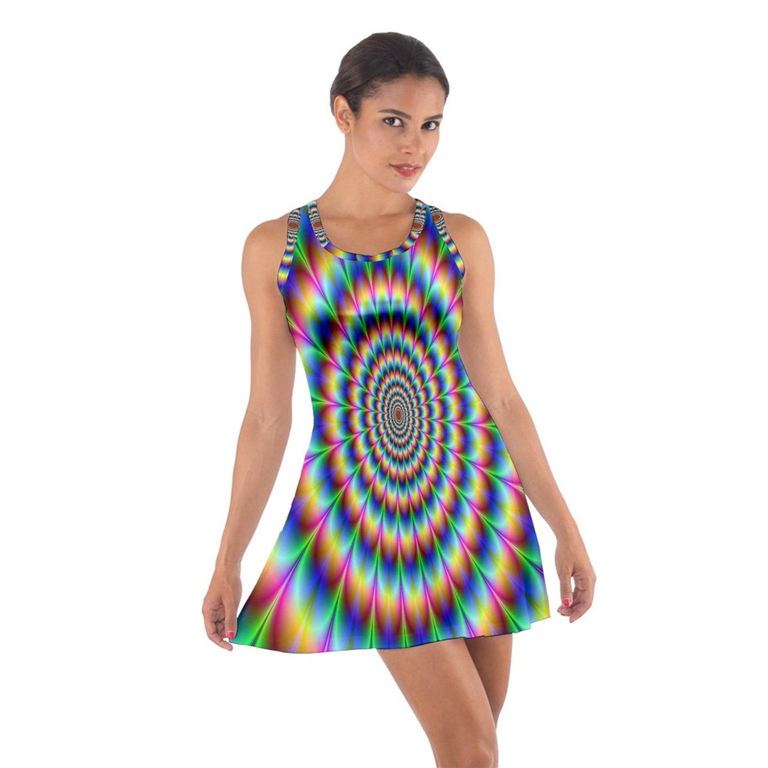 Optical Illusion Psychedelic Rave Sundress Party Dress. Great Dancing ...