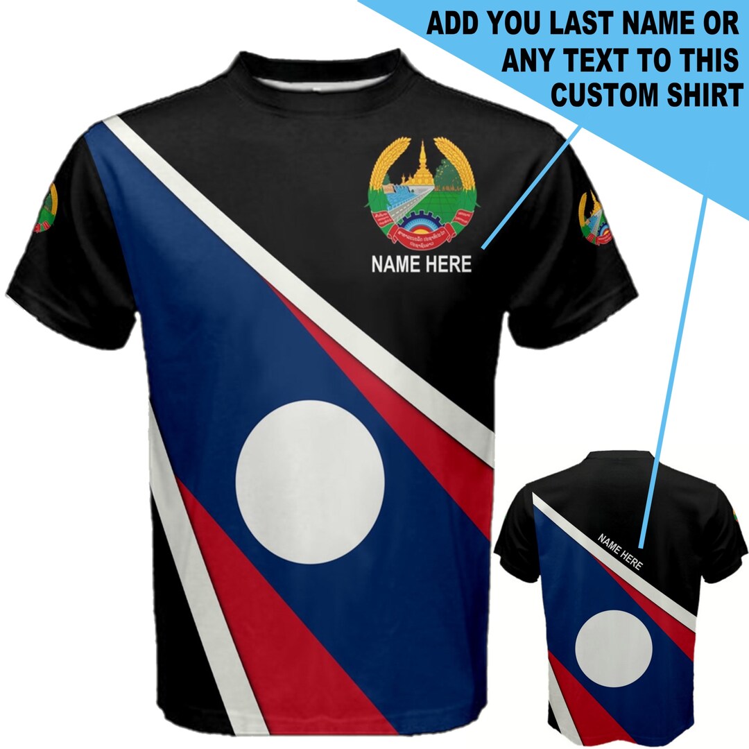 Custom Name Laos Flag Coat of Arms Men's or Kids T-shirt - Etsy