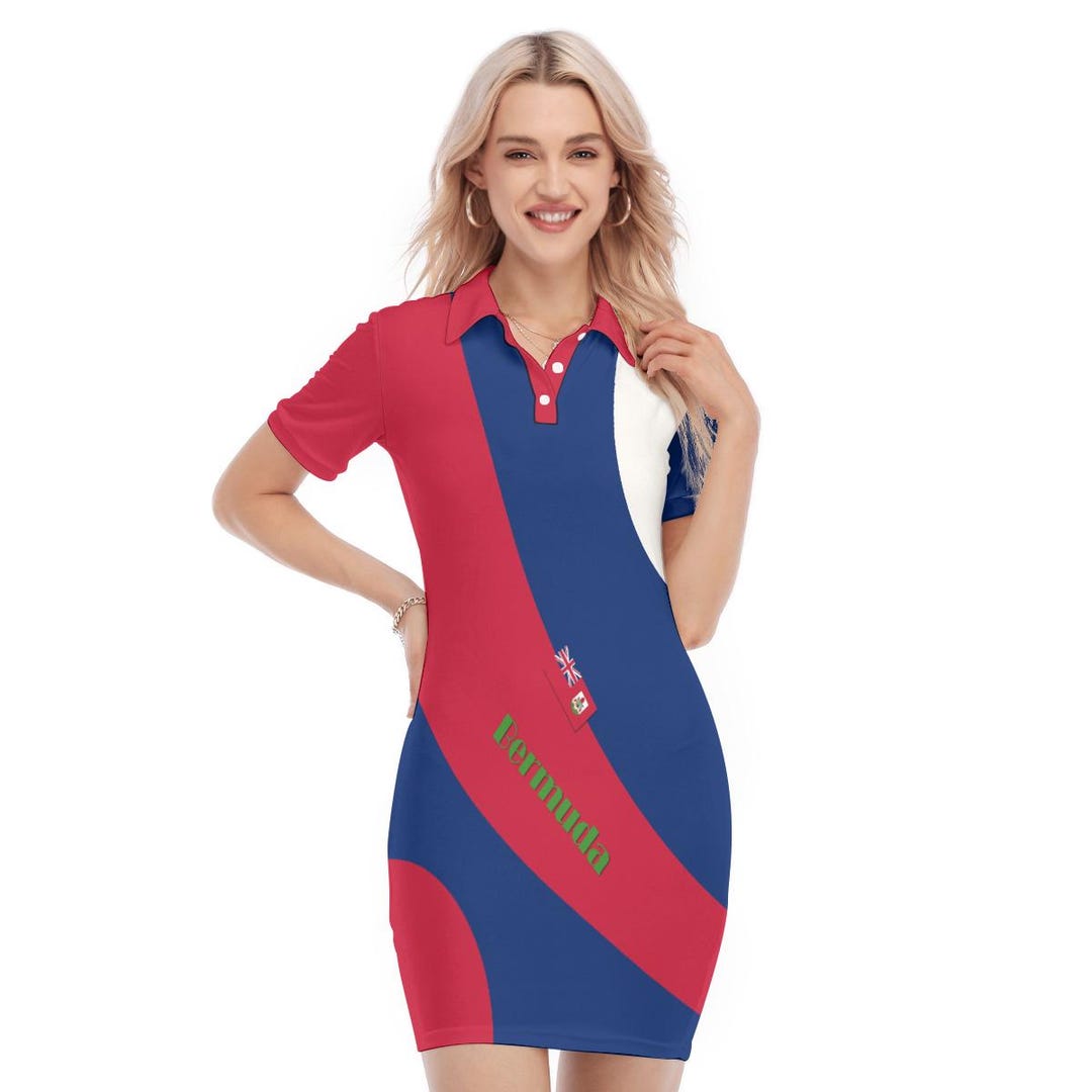 Bermuda Flag Colors Women's Polo Collar Dress - Etsy