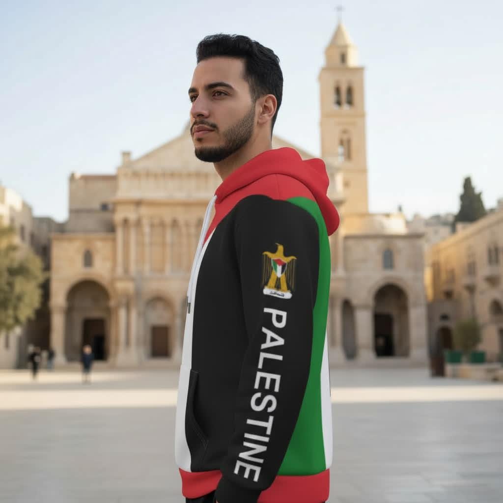 State of Palestine Flag & Coat of Arms Peace Palestinian Men's Pullover ...