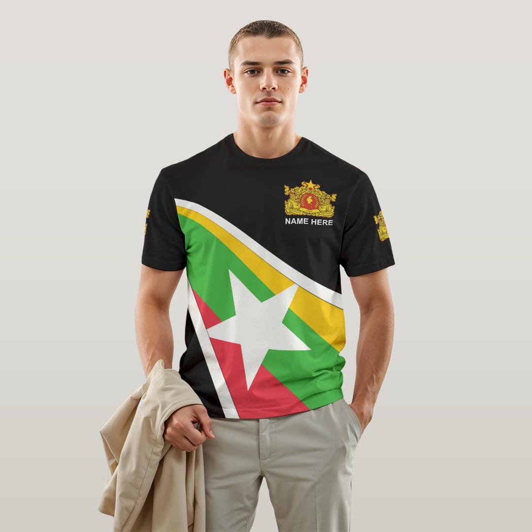 Add Custom Name/text to Our Myanmar Flag Men's T-shirt - Etsy