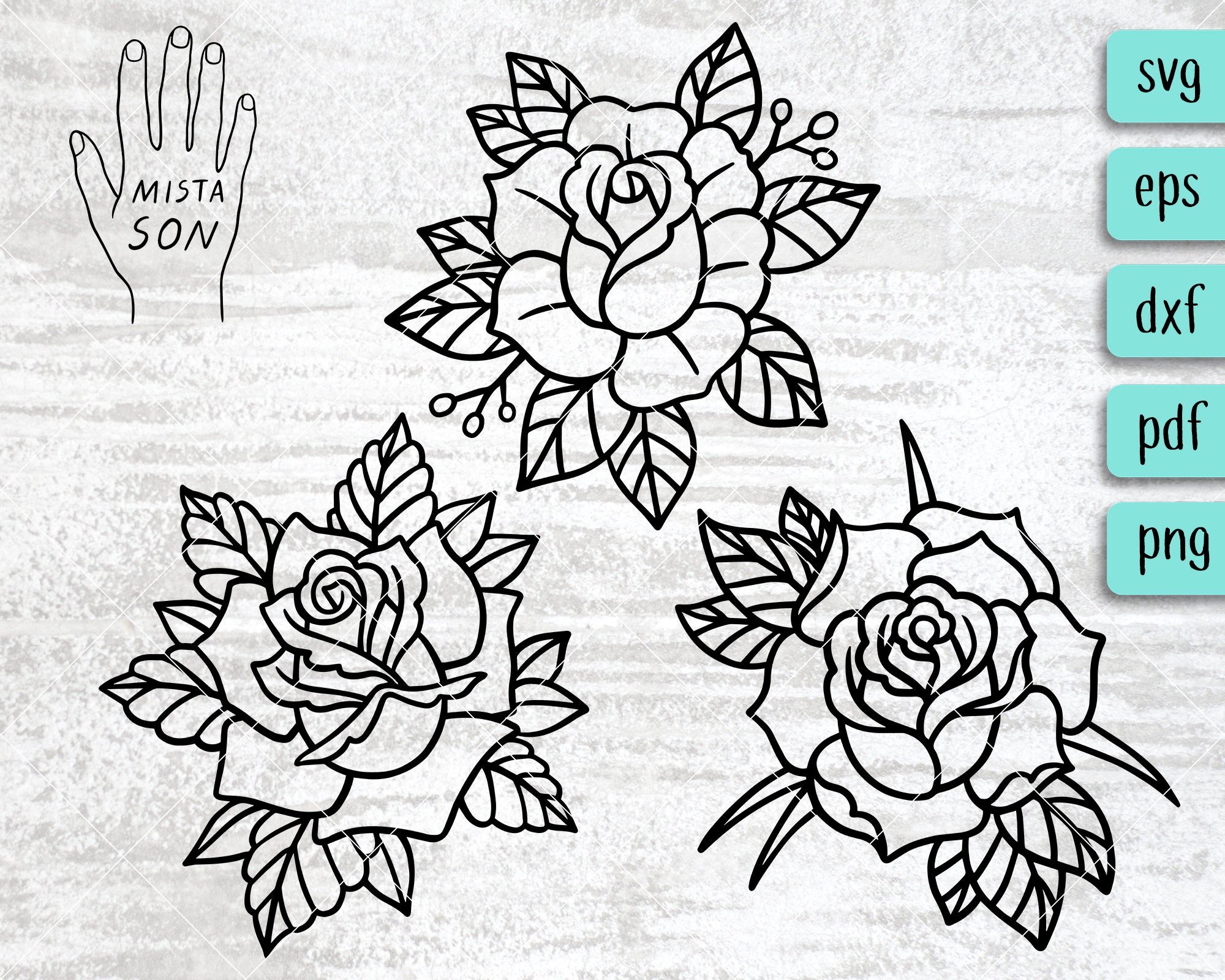 Rose Svg Files Floral Svg Files Rose Cut File Flowers Etsy
