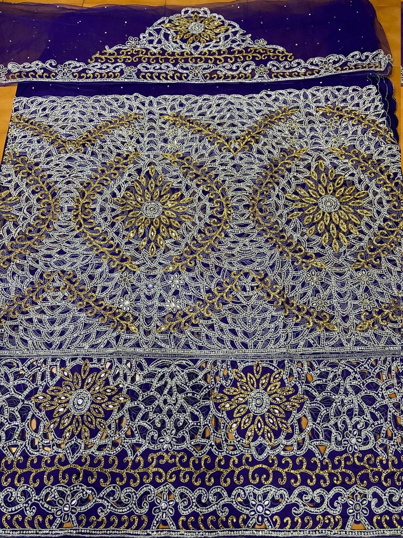 Heavy Beaded Nigerian George Lace With Blouse Fabric VIP Madam Silk ...