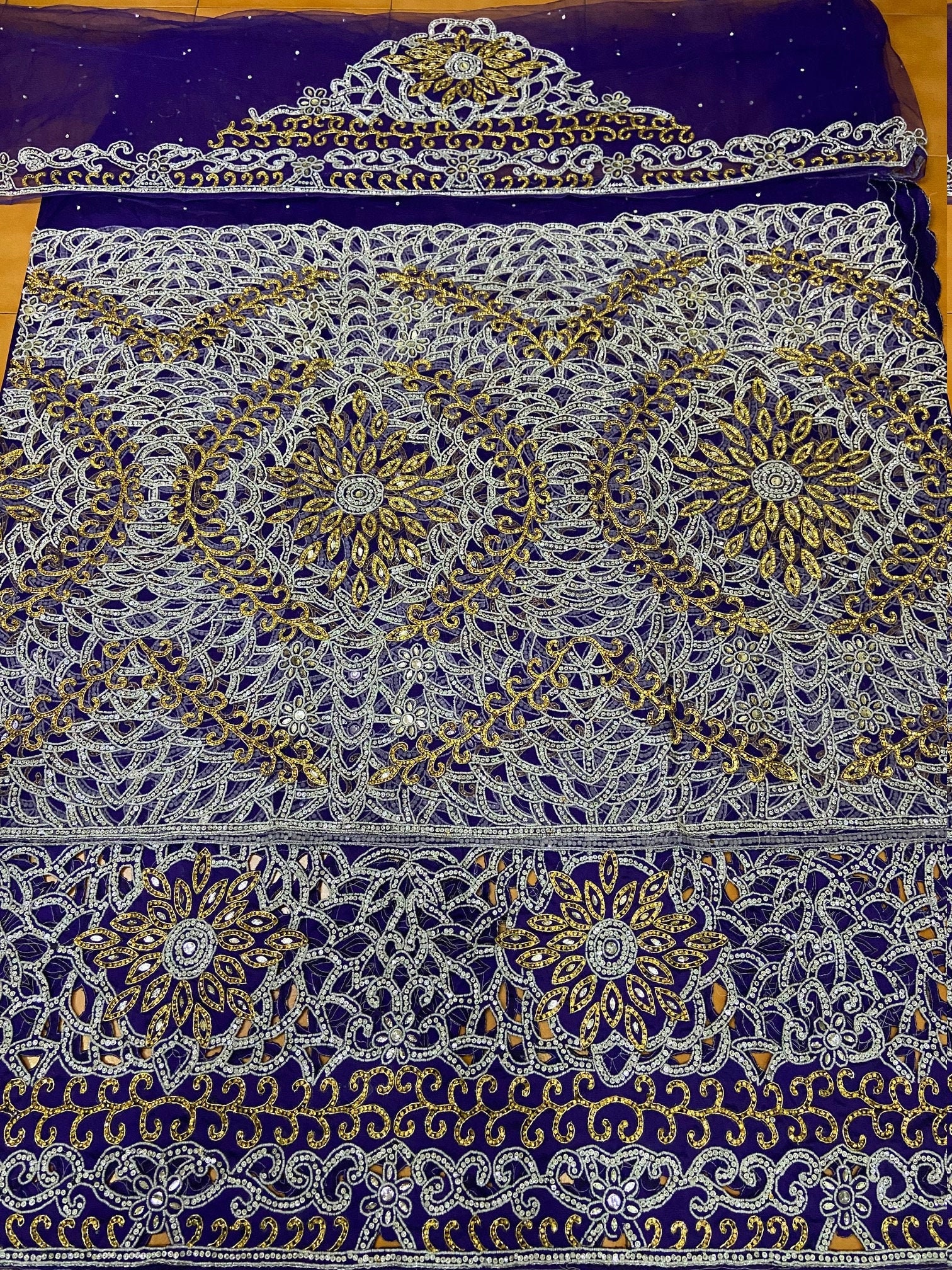 Heavy Beaded Nigerian George Lace With Blouse Fabric VIP Madam Silk ...