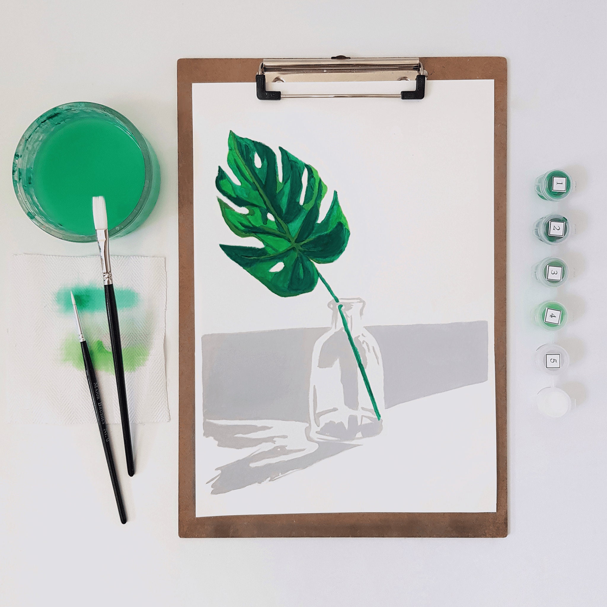 Paint by Numbers Painting Kit Monstera Leaf Minimalistic - Etsy UK