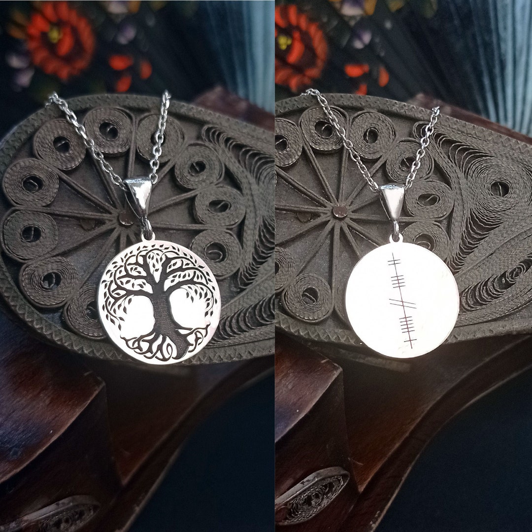 Custom Made Silver Tree of Life Necklace With Name, Two Side ...