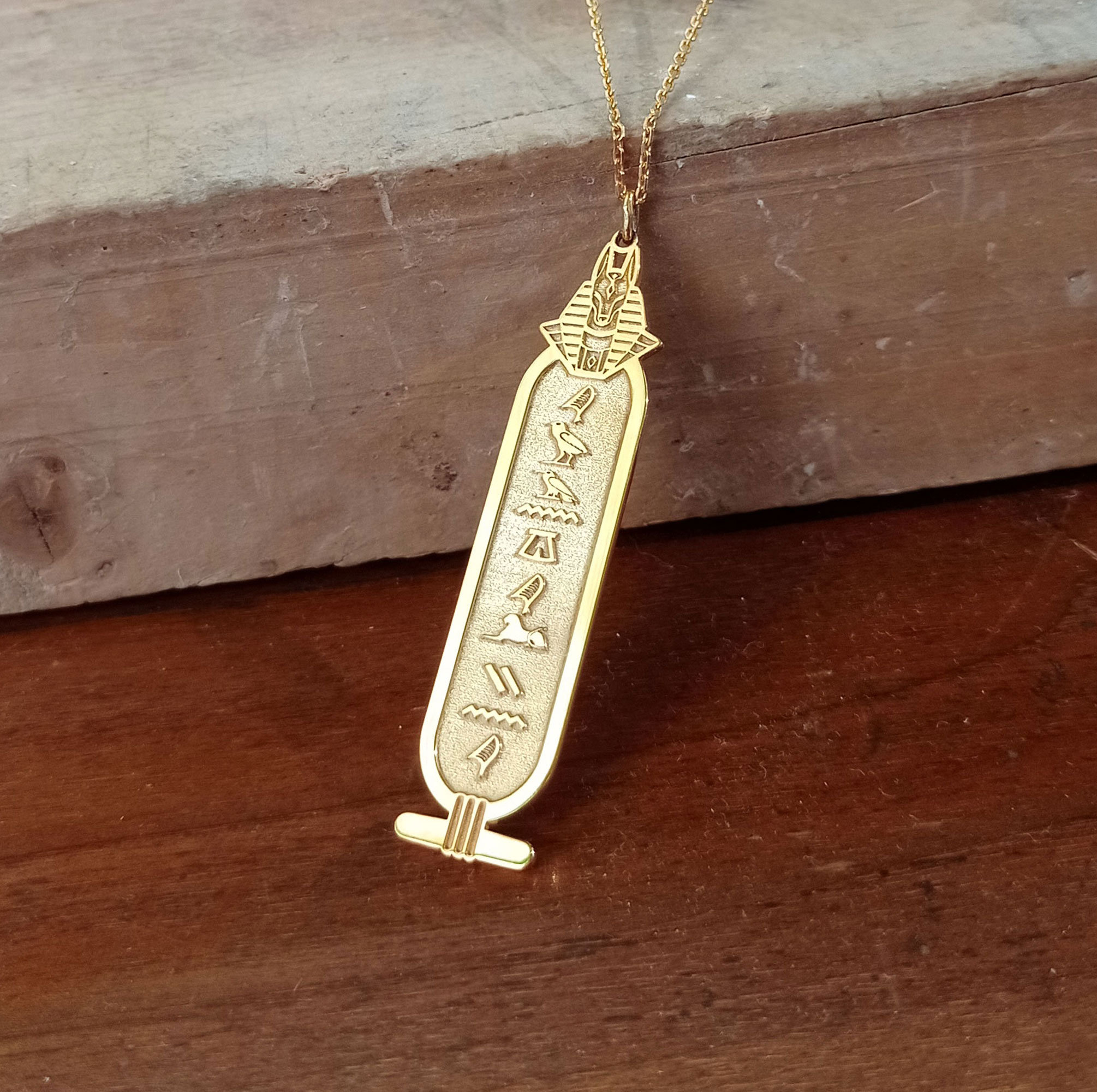 Egyptian God Anubis Cartouche Necklace Hieroglyph Necklace | Etsy