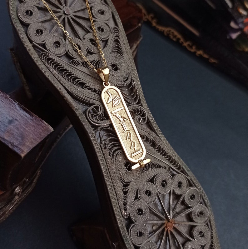 Egyptian God Anubis Cartouche Necklace, Hieroglyph Necklace Jewelry ...