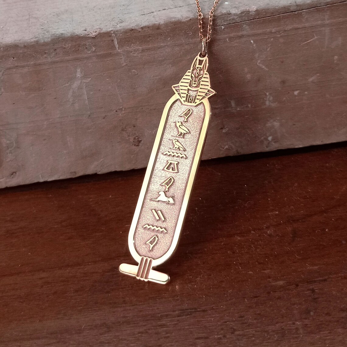 Egyptian God Anubis Cartouche Necklace Hieroglyph Necklace | Etsy