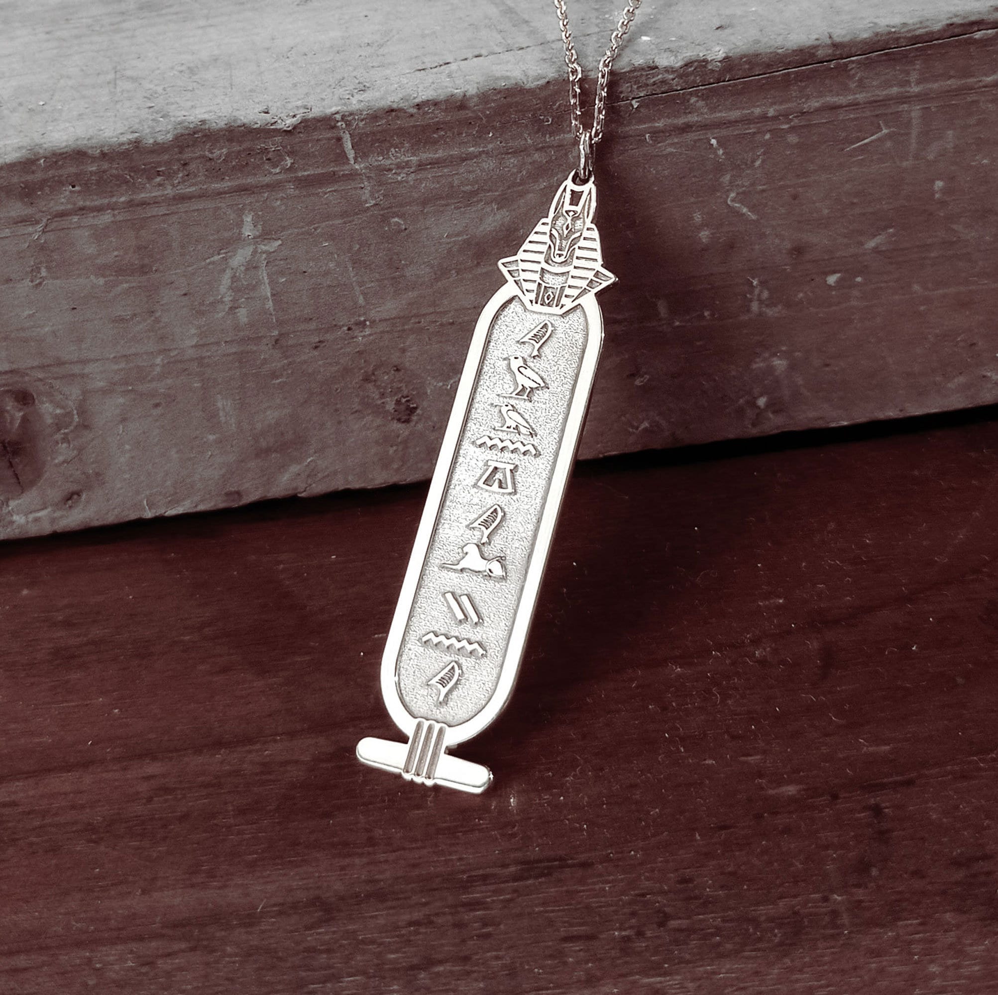 Egyptian God Anubis Cartouche Necklace Hieroglyph Necklace - Etsy