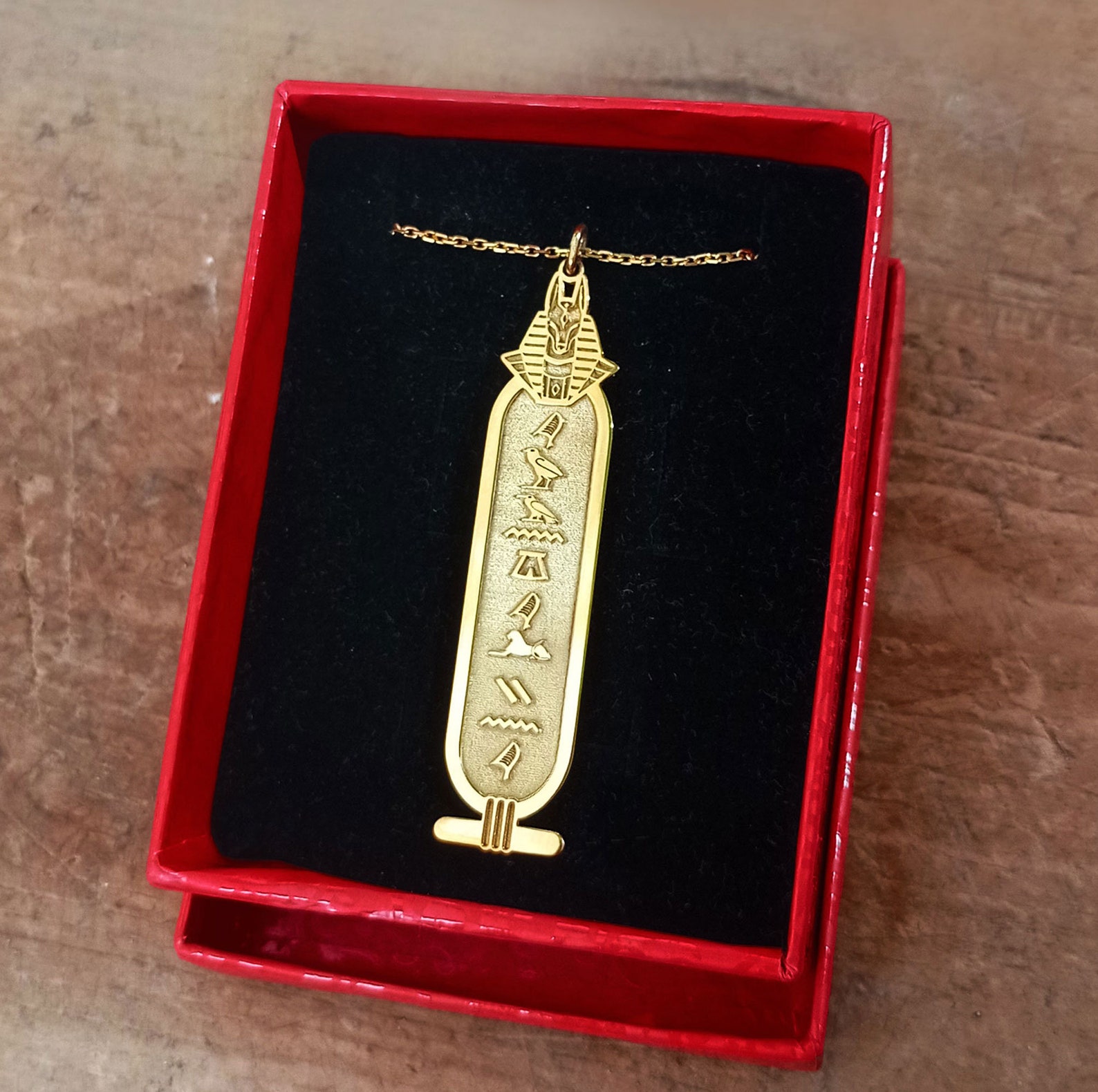 Egyptian God Anubis Cartouche Necklace Hieroglyph Necklace - Etsy