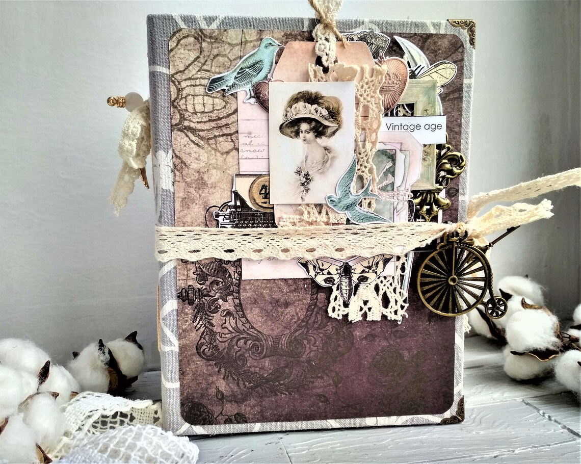 Vintage junk journals for sale handmade Time theme Victorian | Etsy