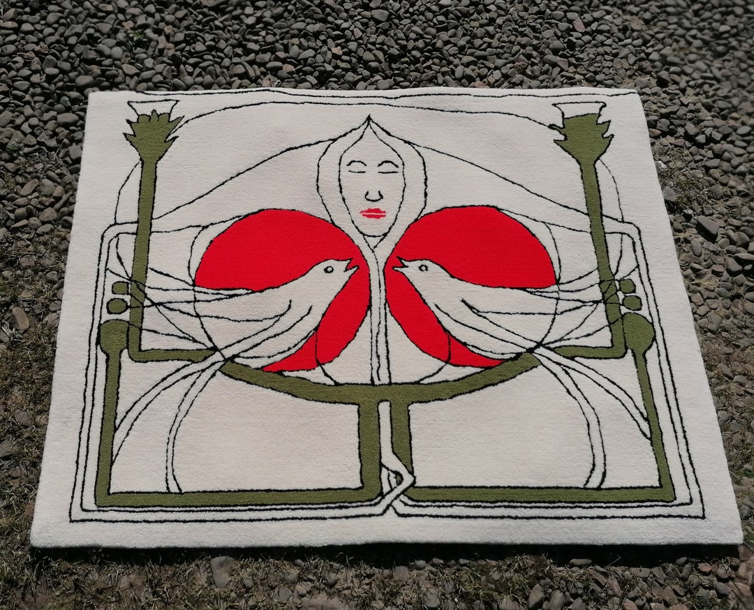 Charles Rennie Mackintosh Inspired Luxury Rug Hecho a mano - Etsy España