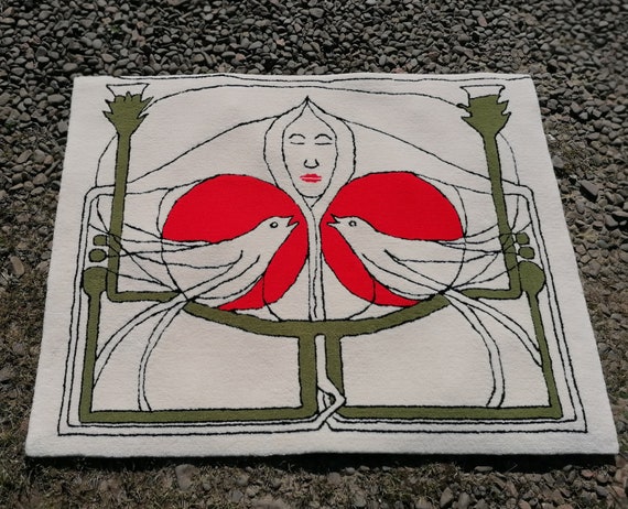 Charles Rennie Mackintosh Inspired Luxury Rug Hecho a mano - Etsy España