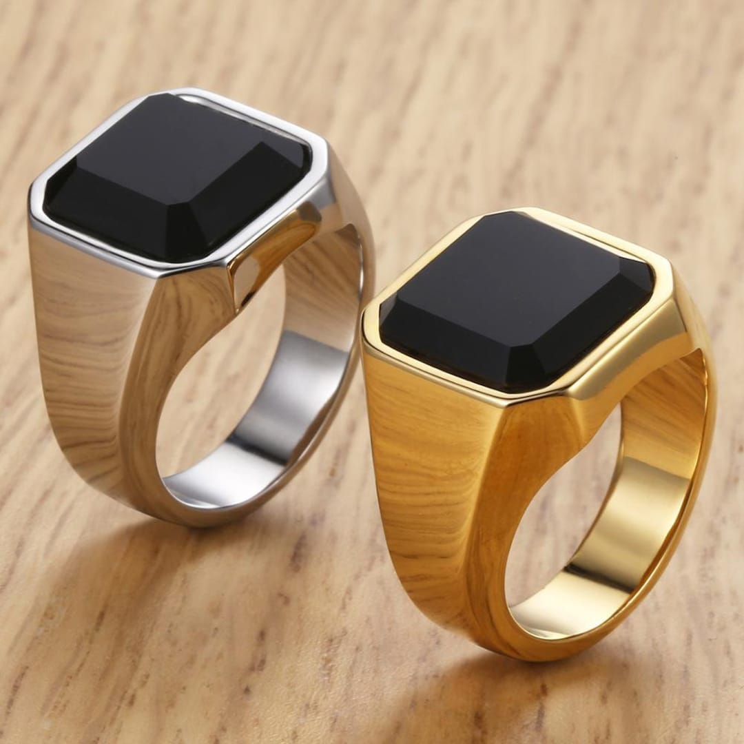 Mens Black Obsidian Ring, Pinky Ring, Obsidian Gemstone Ring, Rings for ...