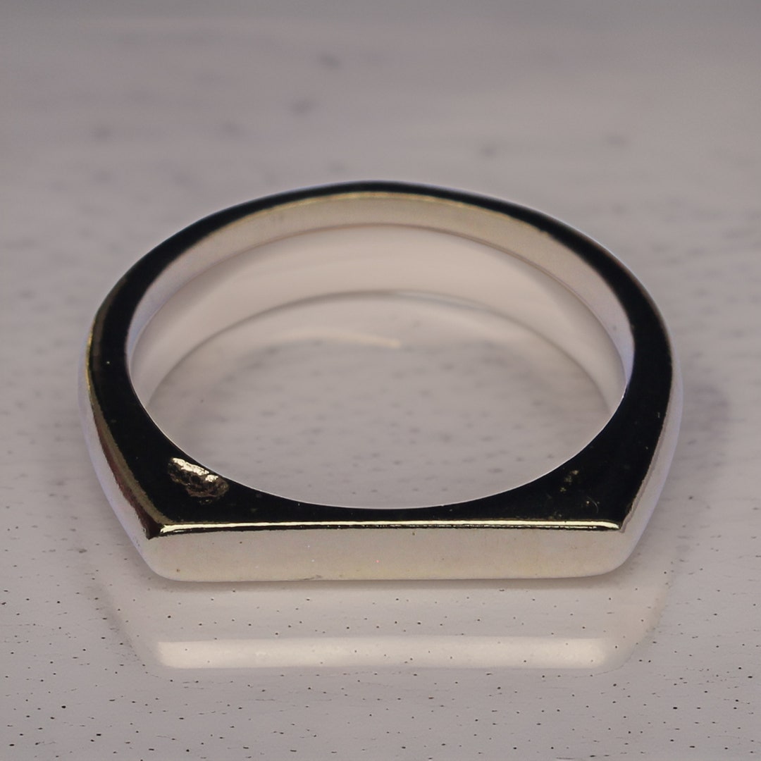 Engraved Name on Rectangular Flat Bar Ring, Bar Ring for Men, Chunky ...