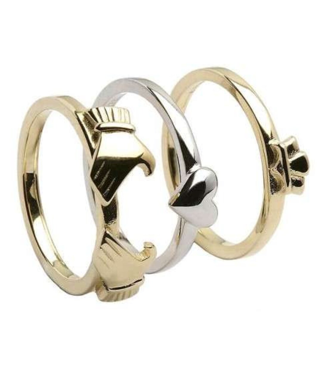 Gimmel Fede Ring, Holding Hands Ring Claddagh Band, Couple Ring, Hug ...