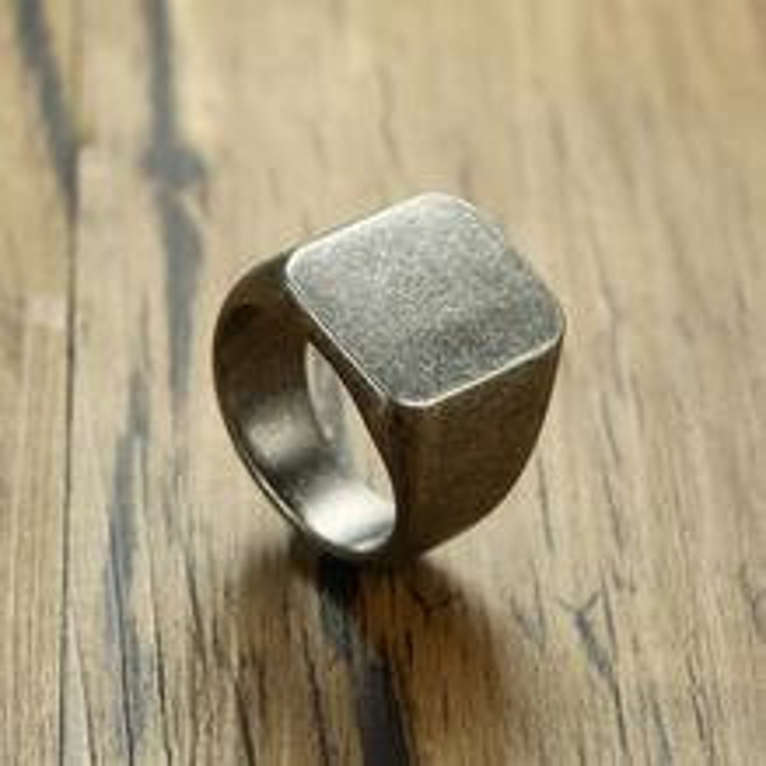 Oxidized Square Signet Ring for Men, Men's Ring, Vintage Ring, Pinky Ring, Flat Top Bar Rings ...