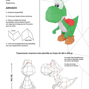 Yoshi Papercraft 3D, pepakura Pdf template Low polygonal Paper ...