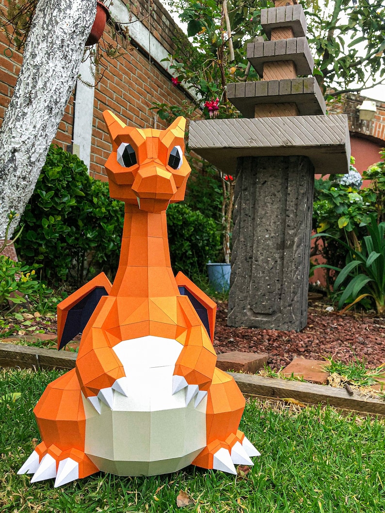 Charizard Papercraft 3D pepakura Pdf template Low polygonal - Etsy España