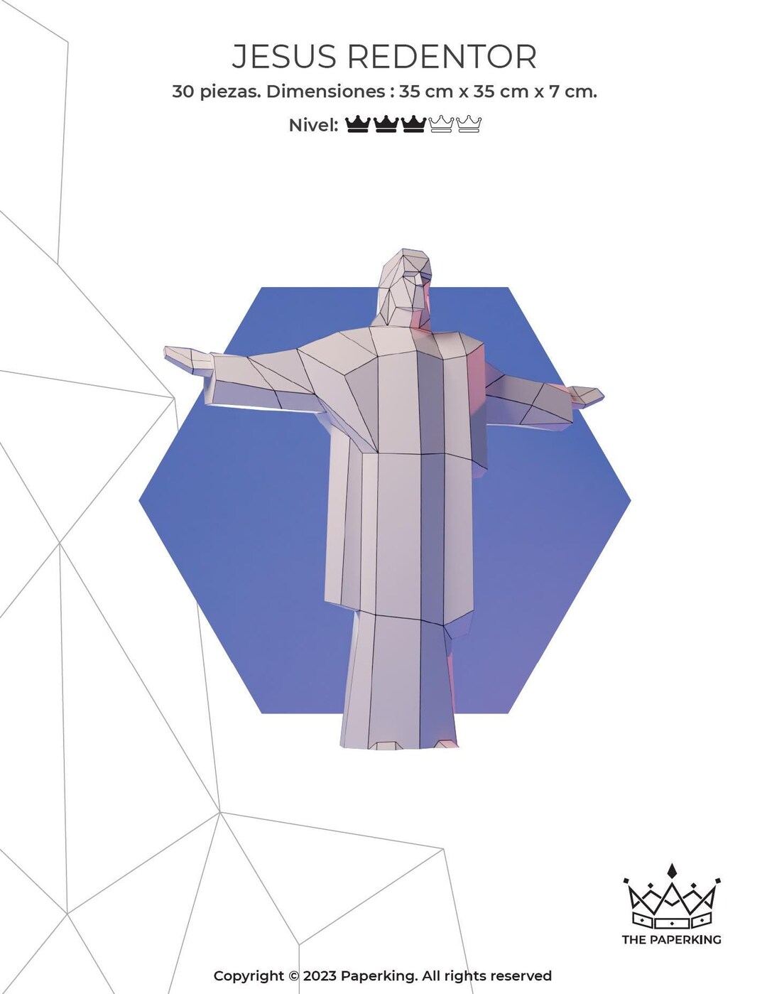 Jesus Redeemer Papercraft 3D, Pepakura Pdf Template Low Polygonal Paper ...