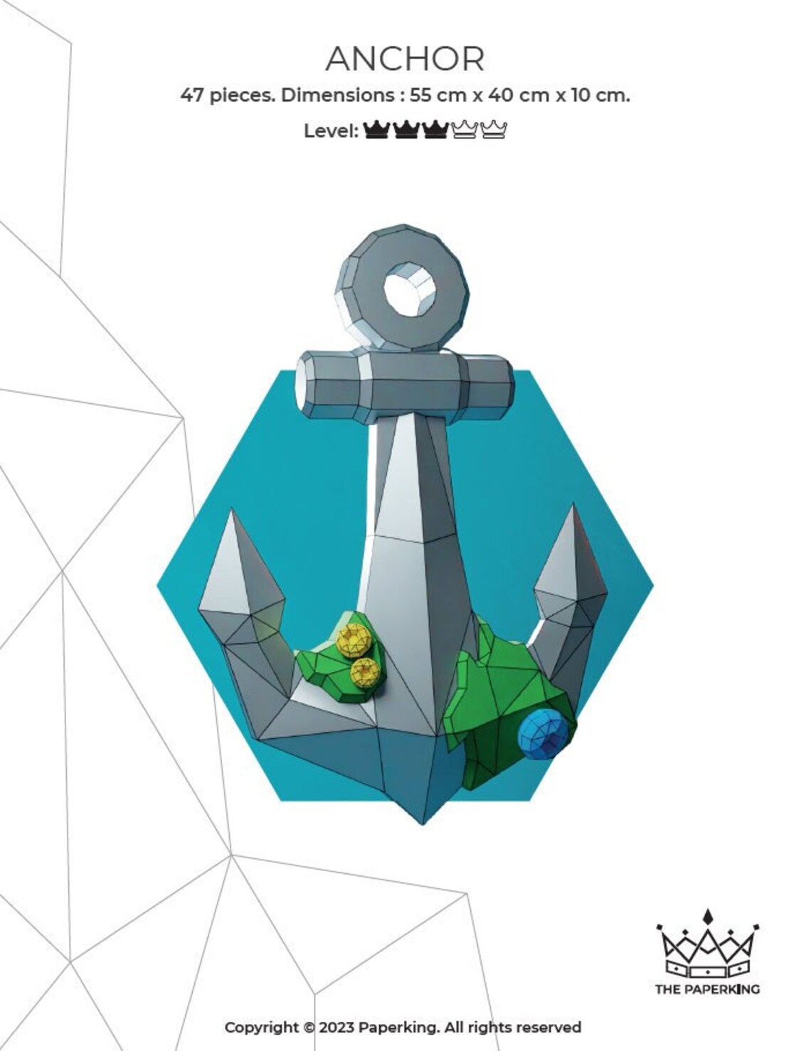 Anchor Papercraft 3D, Pepakura Pdf Template Low Polygonal Paper ...