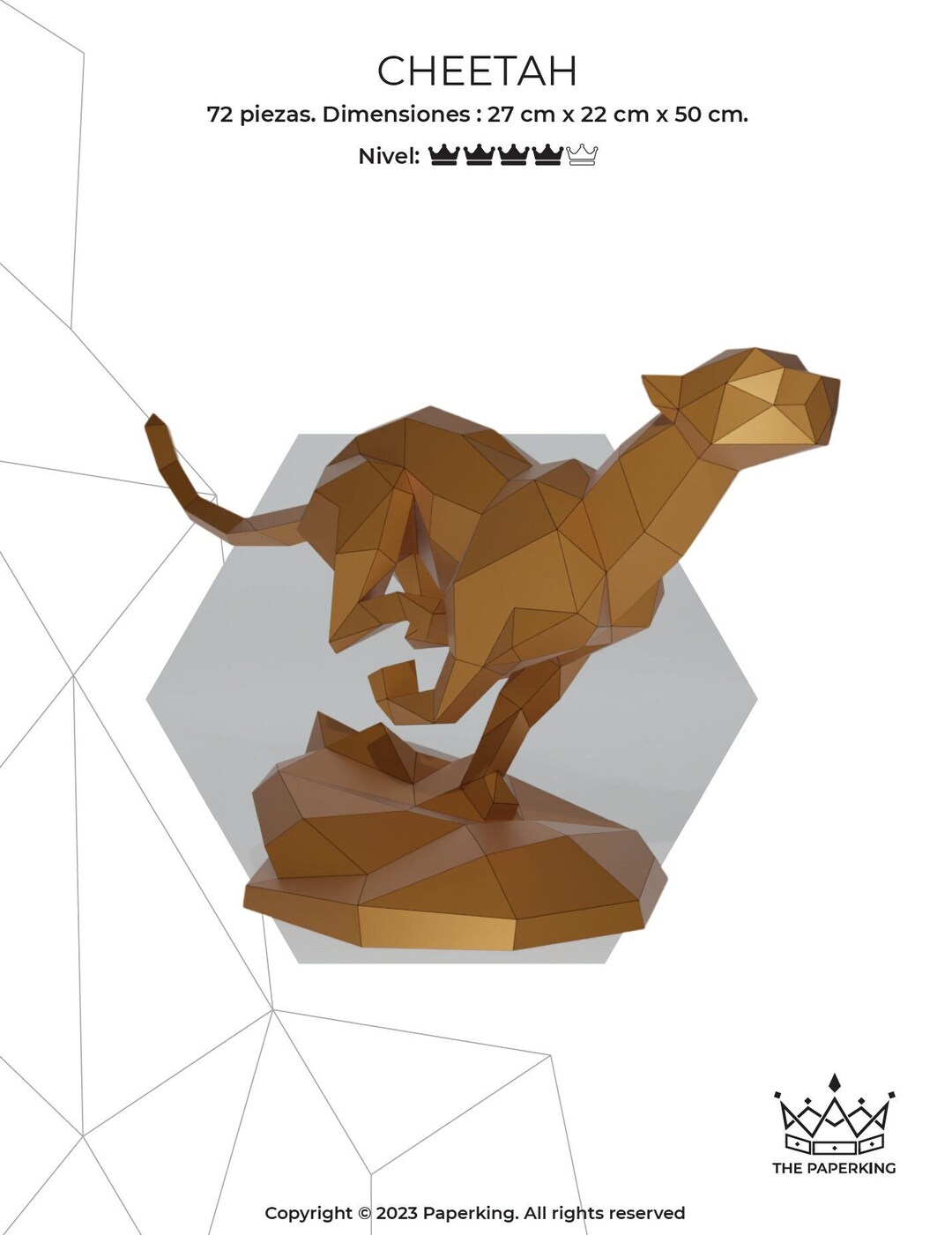 Cheetah Papercraft 3D, Pepakura Pdf Template Low Polygonal Paper ...