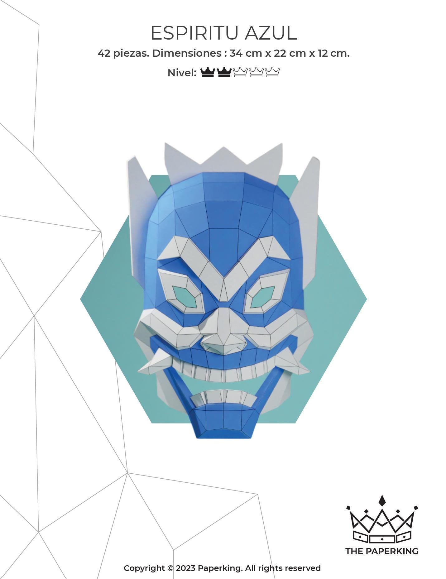 Blue Spirit Mask Papercraft 3D, Pepakura Pdf Template Low Polygonal ...