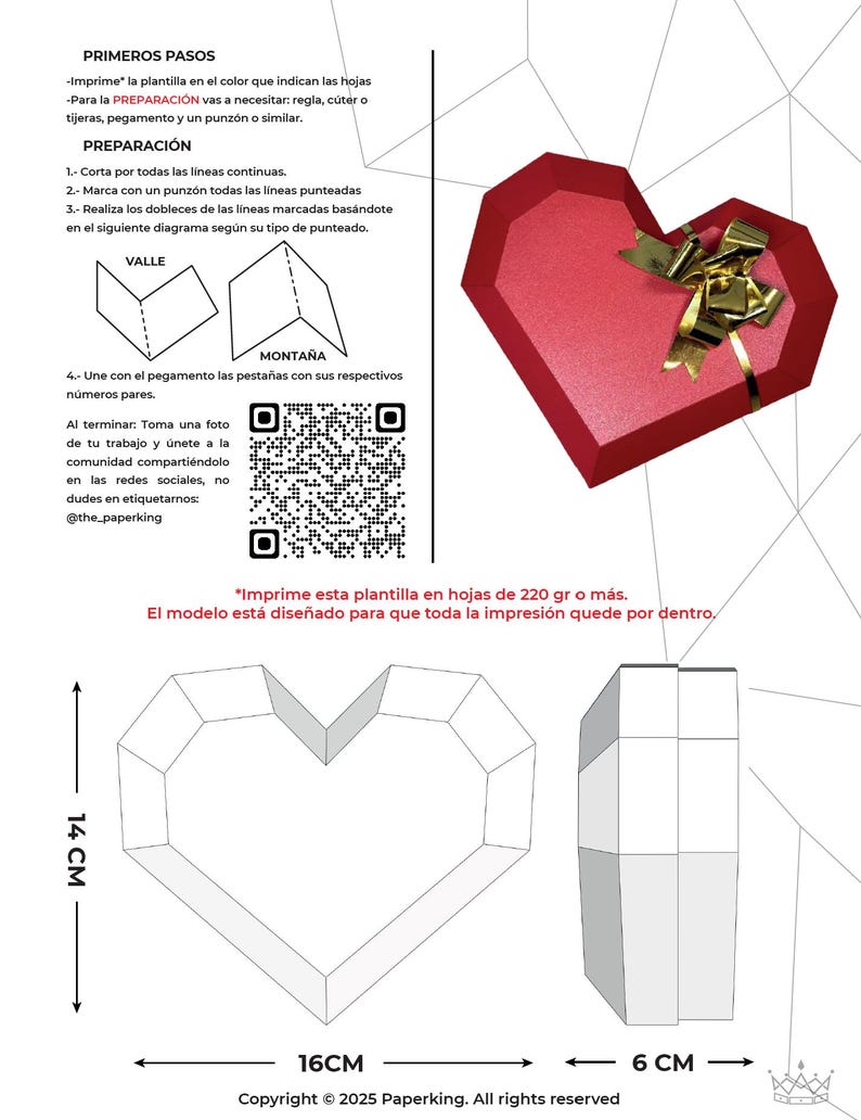 Heart Box Papercraft 3D – Small DIY PDF Svg Dxf Template | Low Poly ...