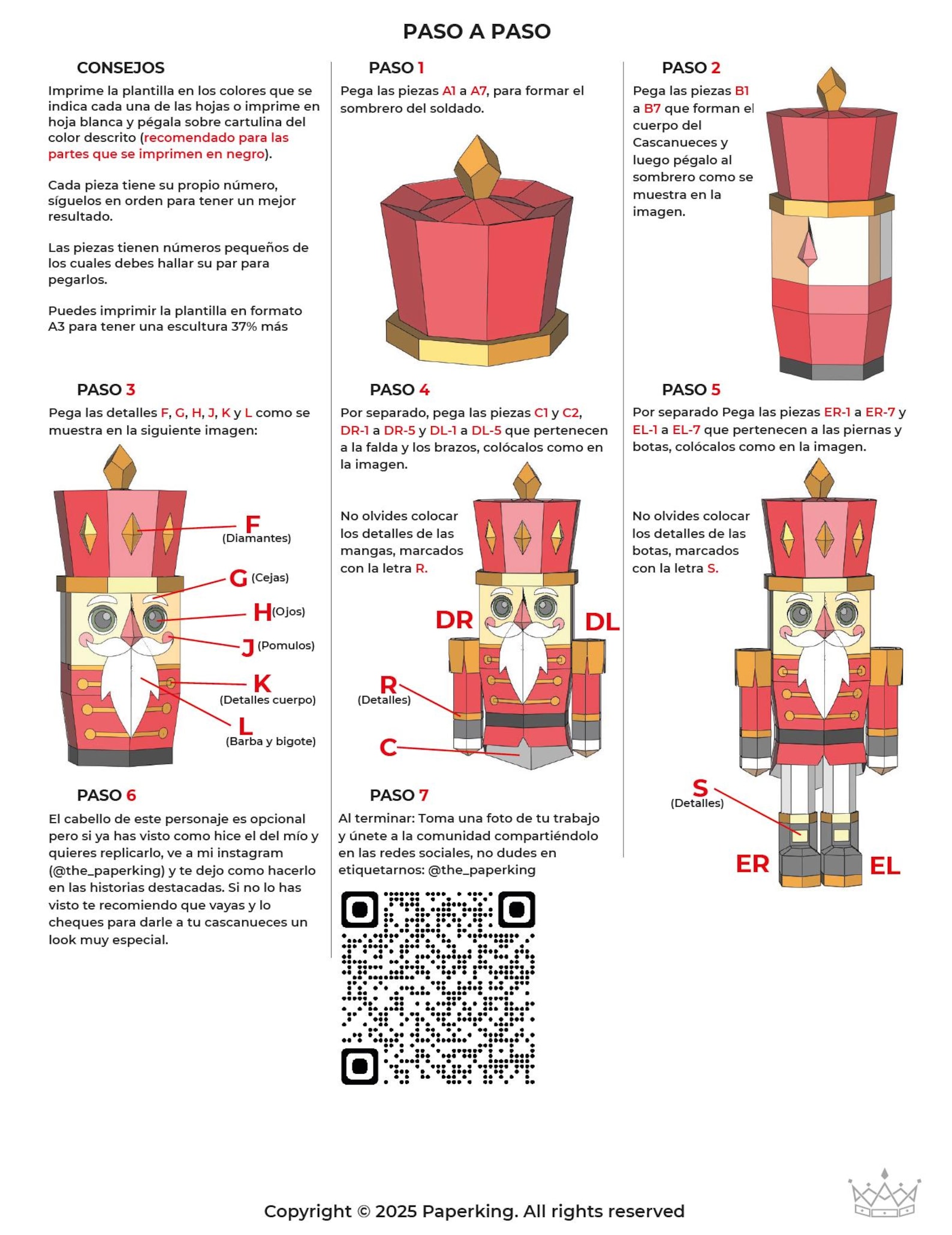 Nutcracker Papercraft 3D – Low Poly PDF Svg Dxf Template | Pepakura ...