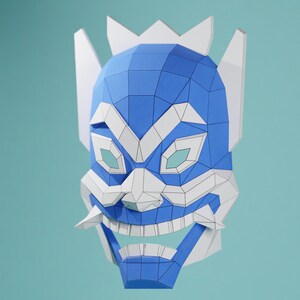 Mascara Espiritu Azul Papercraft 3D, pepakura Pdf template Low ...