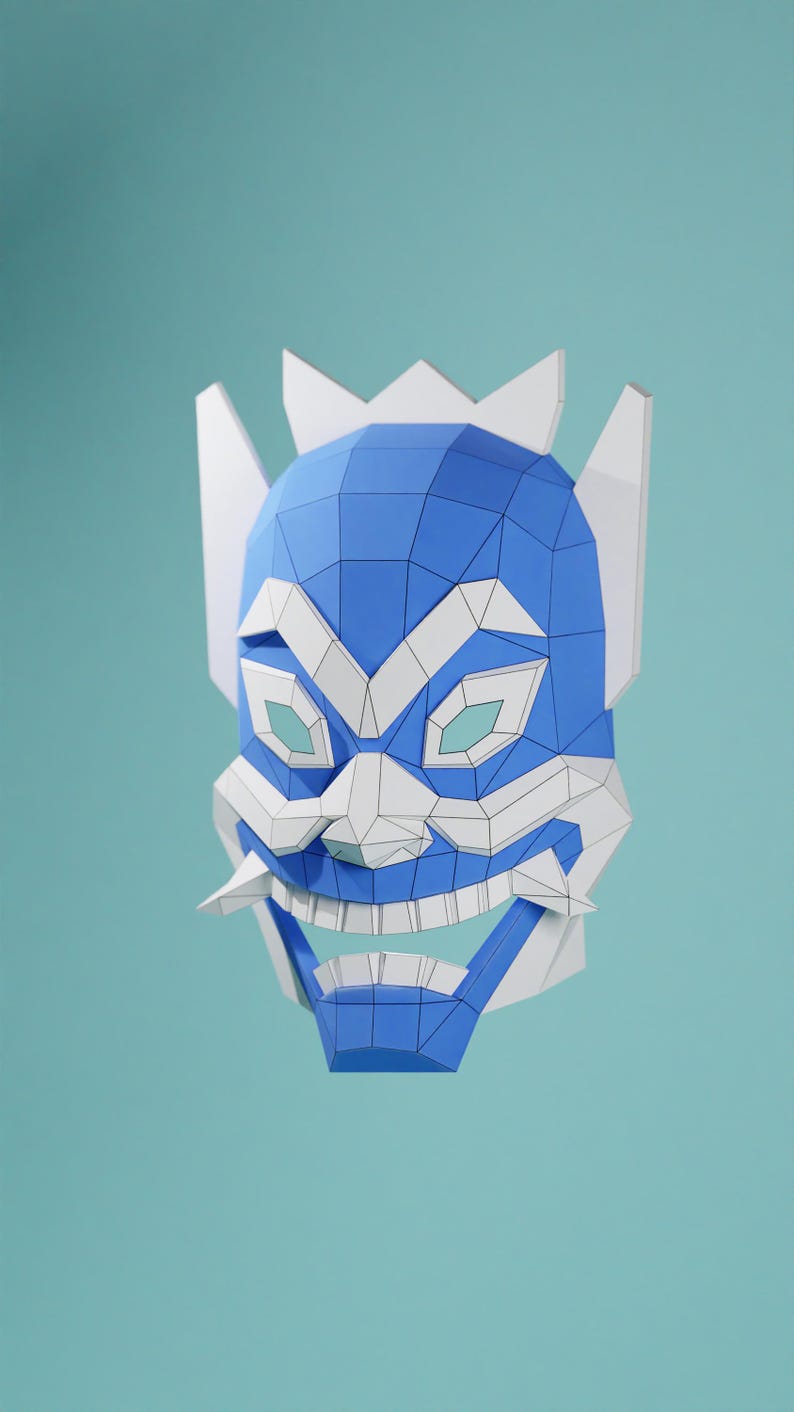 Blue Spirit Mask Papercraft 3D, Pepakura Pdf Template Low Polygonal ...