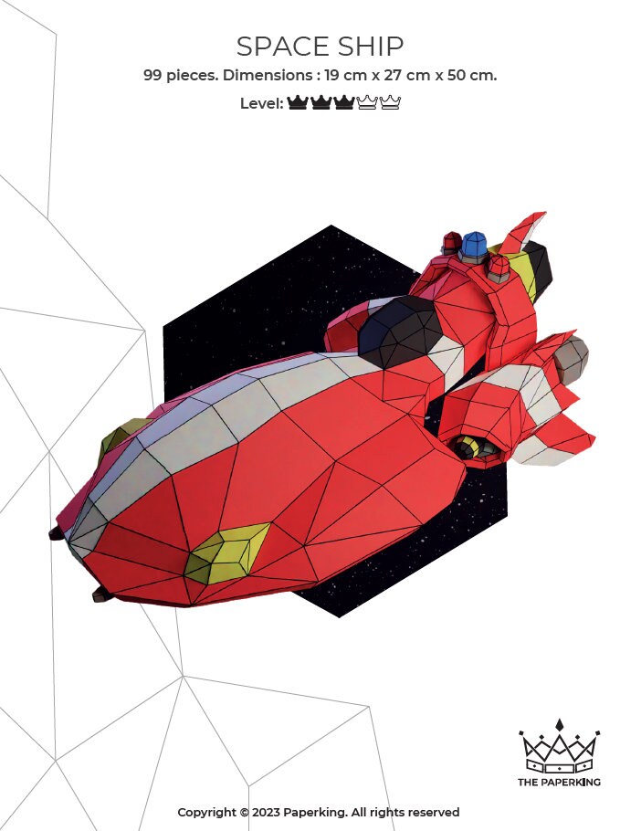 Space Ship Papercraft 3D, pepakura Pdf template Low polygonal Paper ...