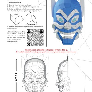 Mascara Espiritu Azul Papercraft 3D, pepakura Pdf template Low ...